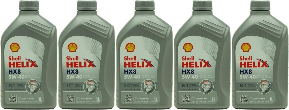 Shell Helix HX8 ECT 5W-40 Motoröl 5x 1l = 5 Liter - SAE 5W-40 - Auto ...
